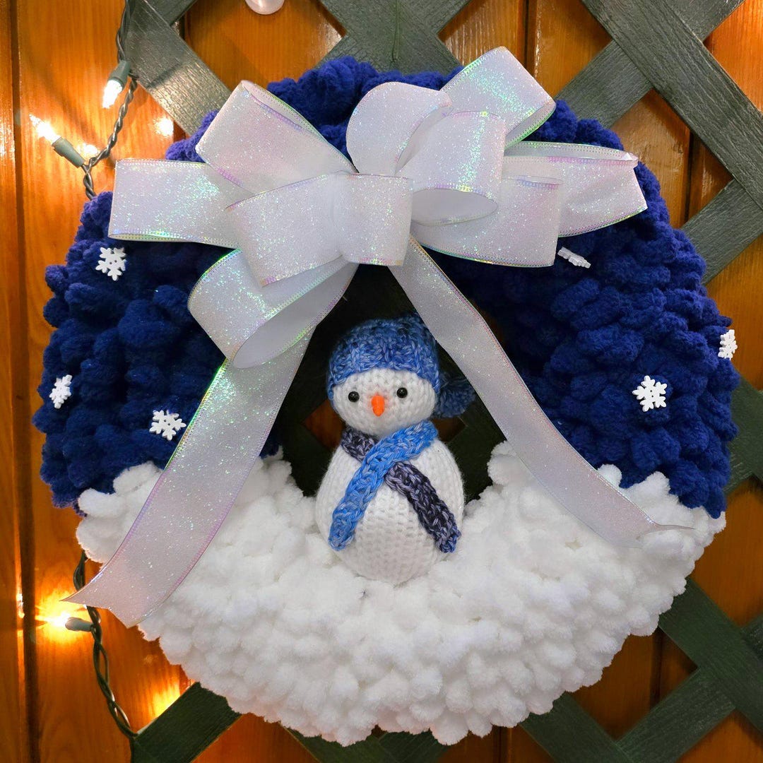 Winter Wreath | Loopy Yarn Wreath | Holiday Decor | Rustic Decor ...