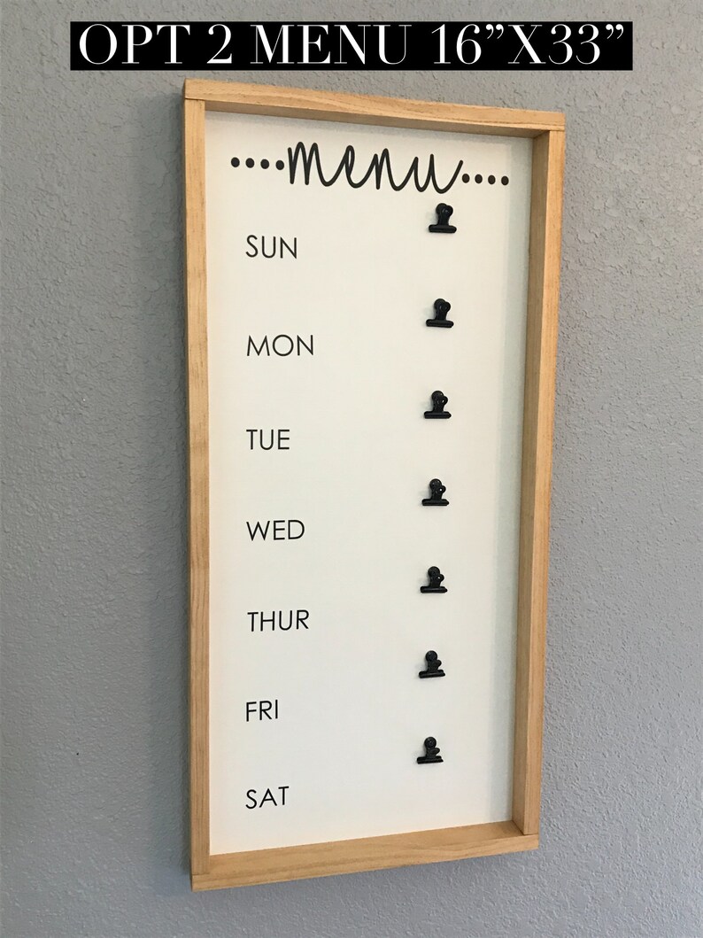 Weekly Menu Sign // Wooden Menu Sign // Meal Planning - Etsy