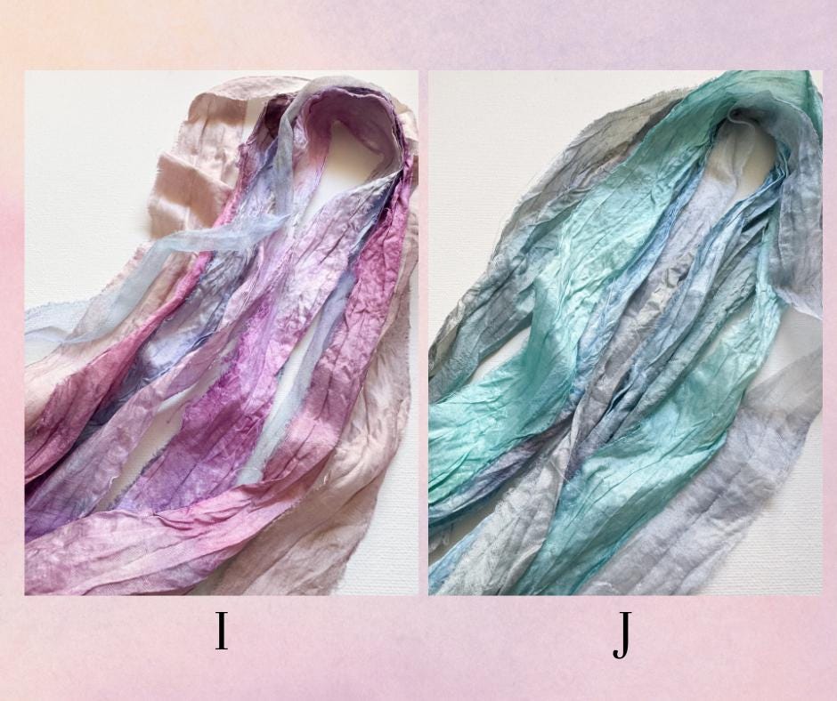 MIXED Silk Pack | Recycled SARI and Chiffon Silk Ribbon | 5 Colour Way ...