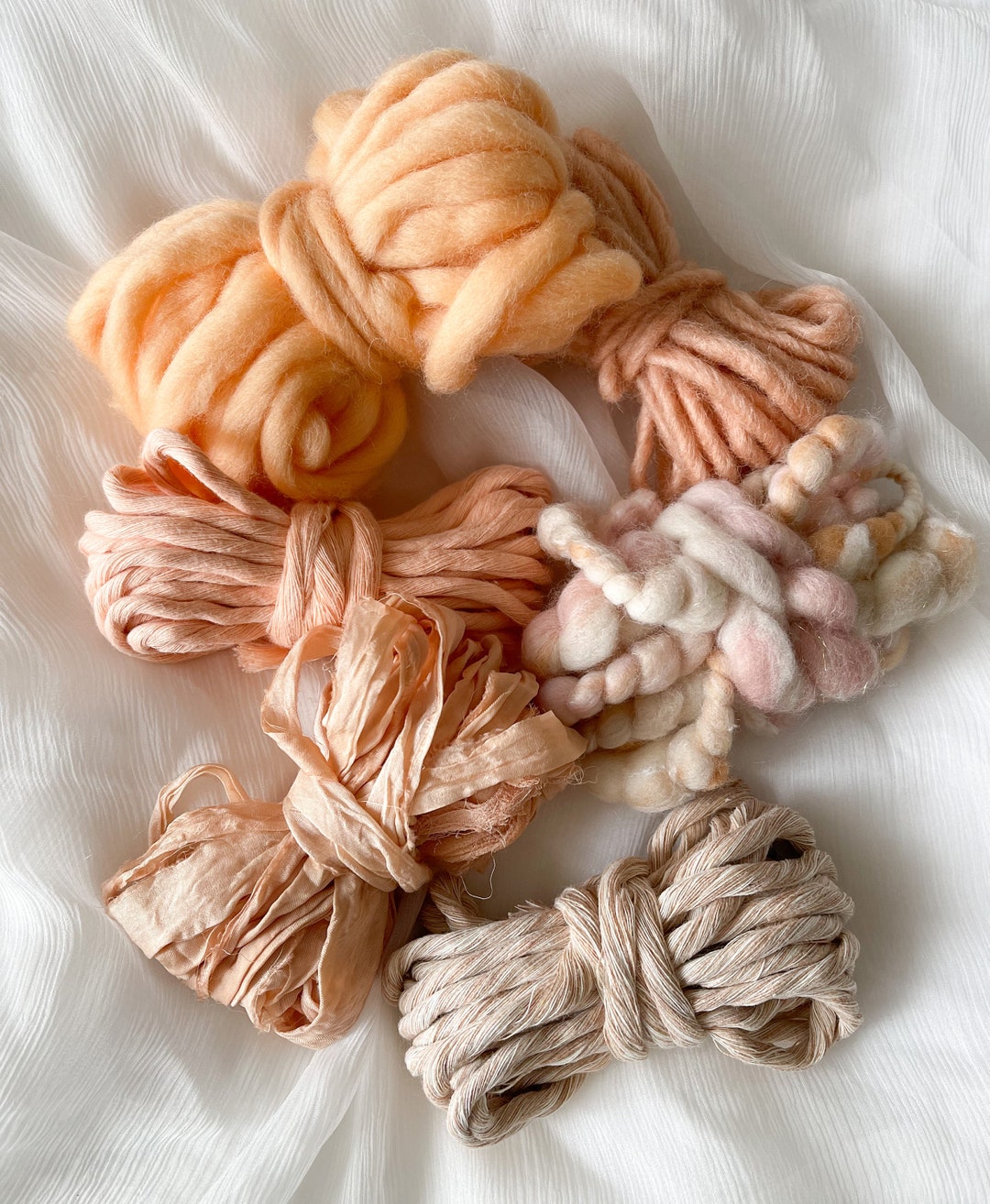PEACH Fibre Pack Weaving Yarn Bundle Mixed Yarns Colourful Fibres ...