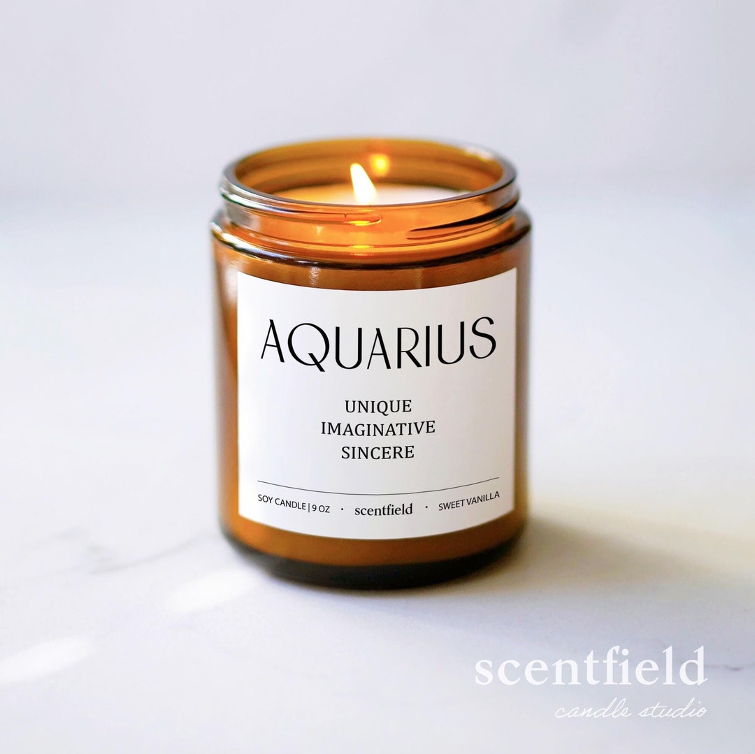 Custom Aquarius Candle: Unique Zodiac Gift, January Birthday Gifts ...