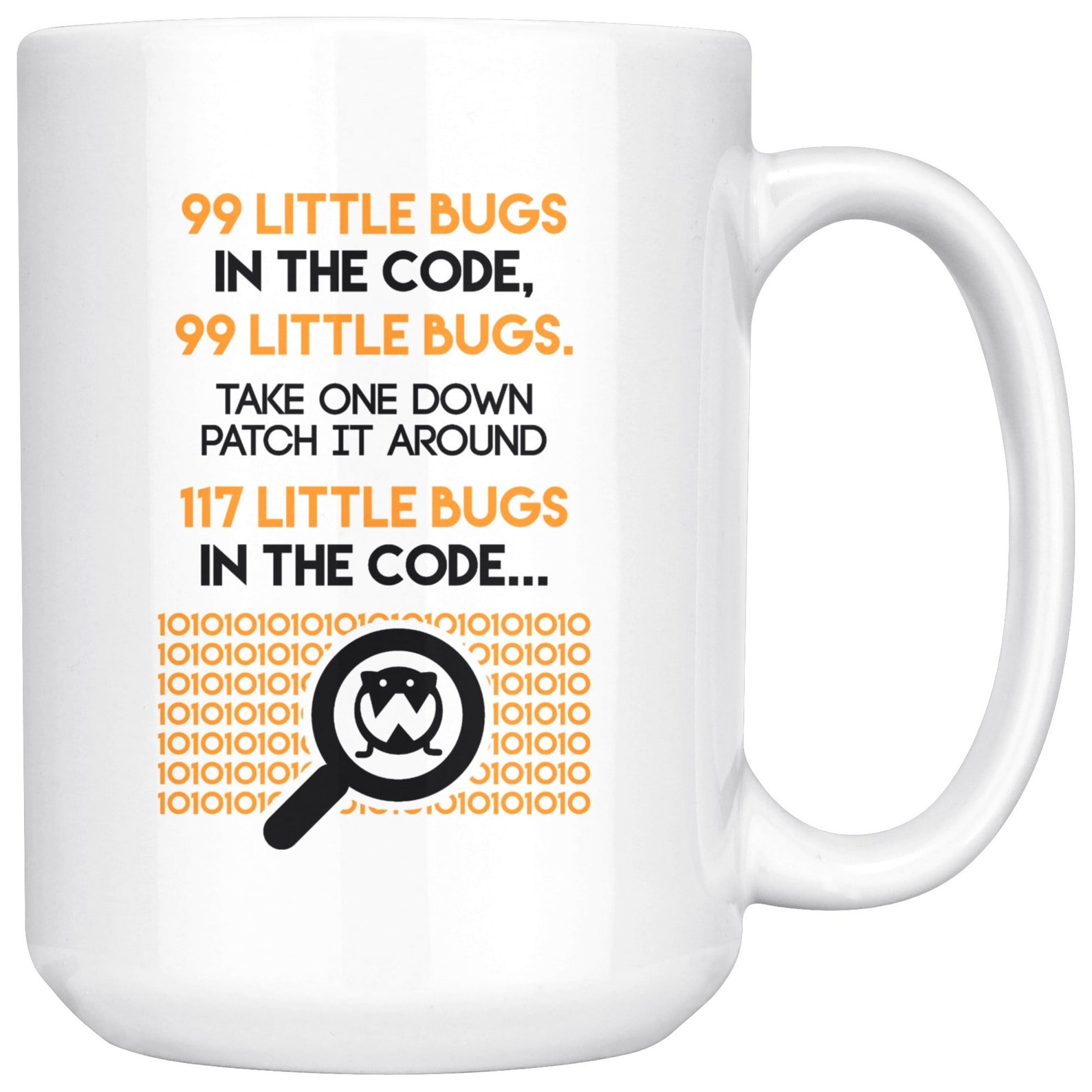 Debugging Funny Quote Coffee Mug for Programmer, 99 Bugs in the Code ...