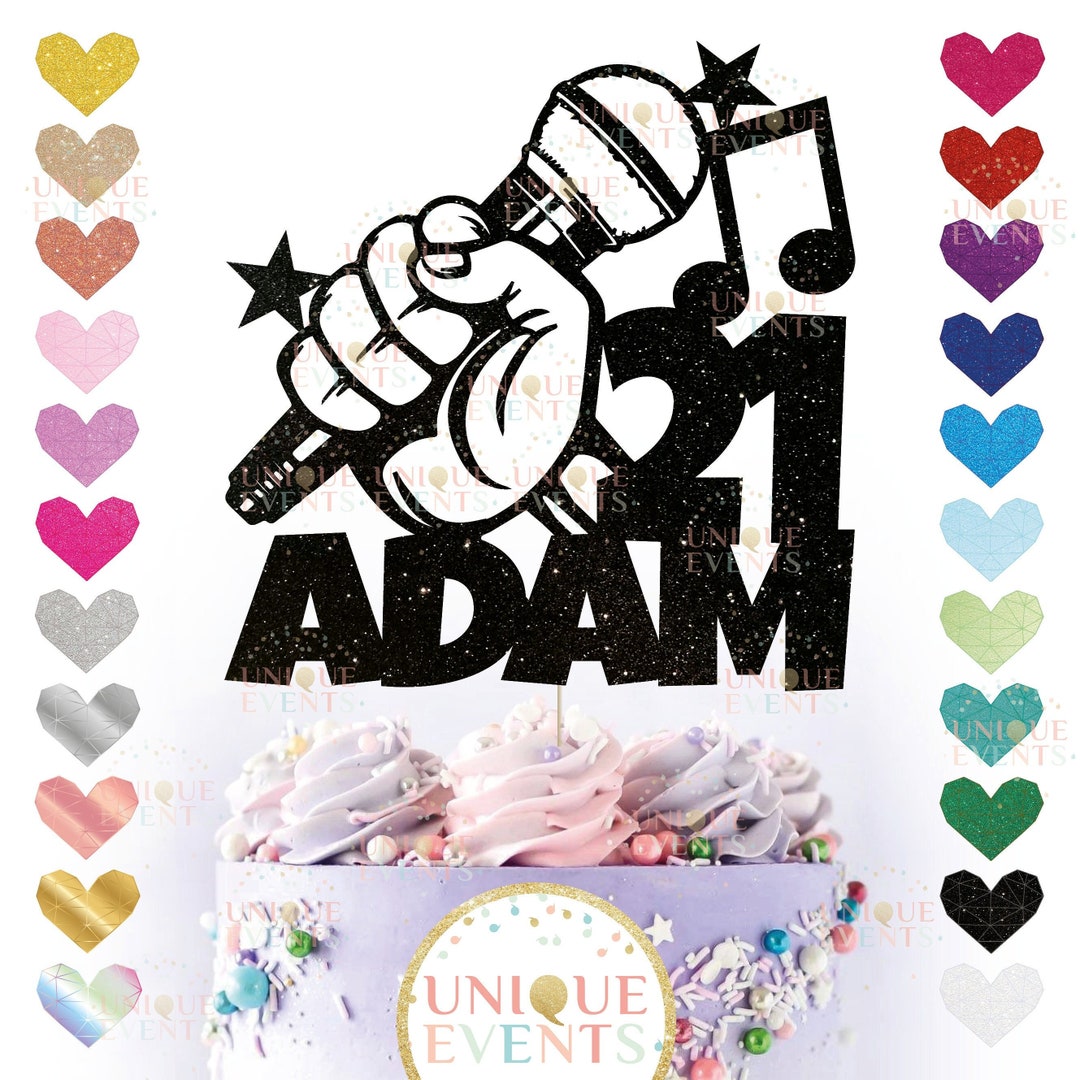 Custom Microphone Singer Cake Topper Glitter Topper Mike Music - Etsy