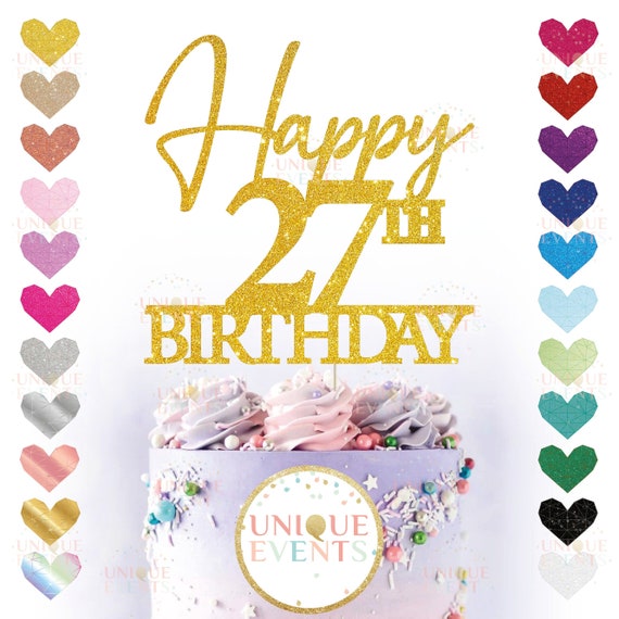 Happy 27th Birthday Cake Topper 27th Birthday Cake Topper 27 - Etsy