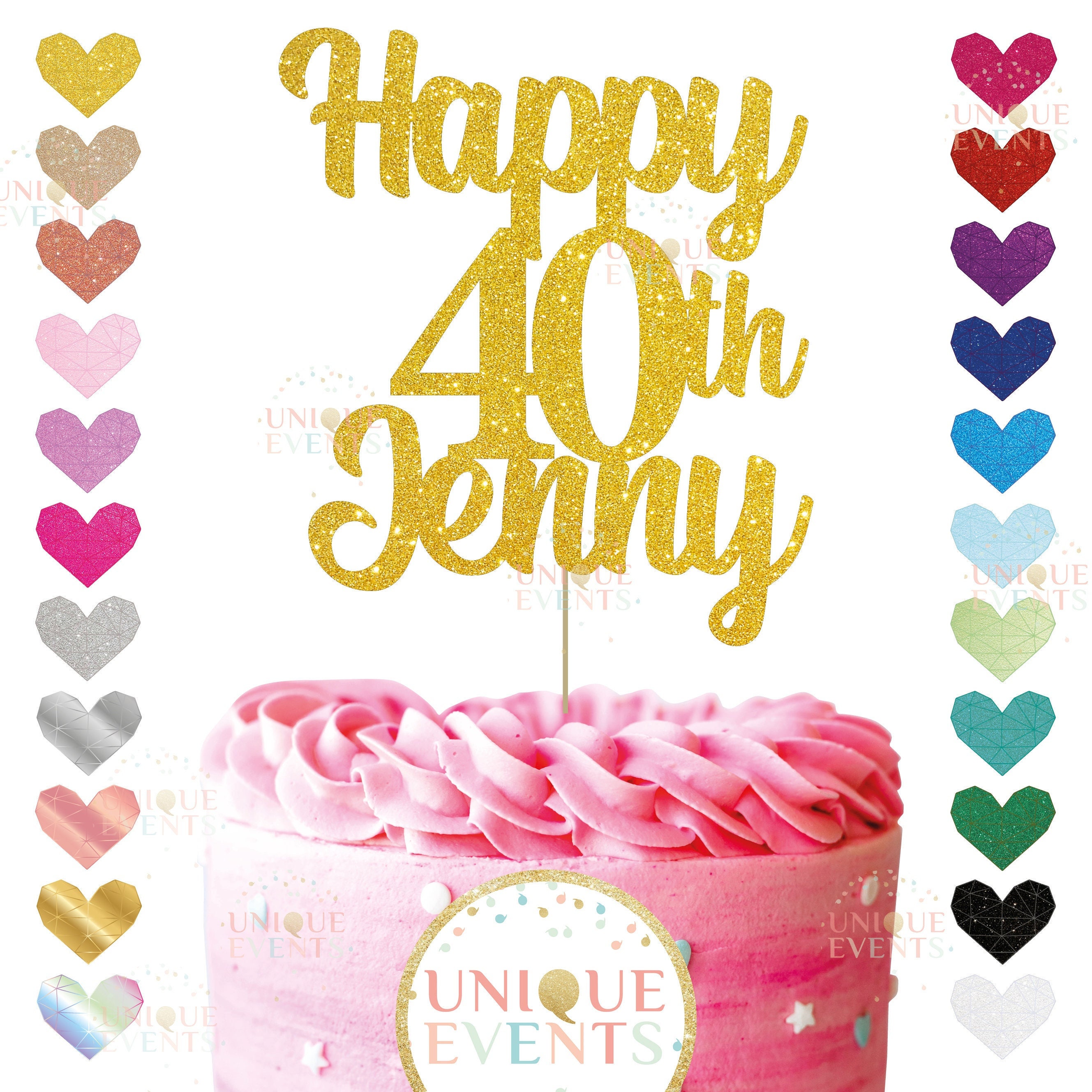 Custom 40th Birthday Cake Topper Birthday Topper Gold Glitter - Etsy UK