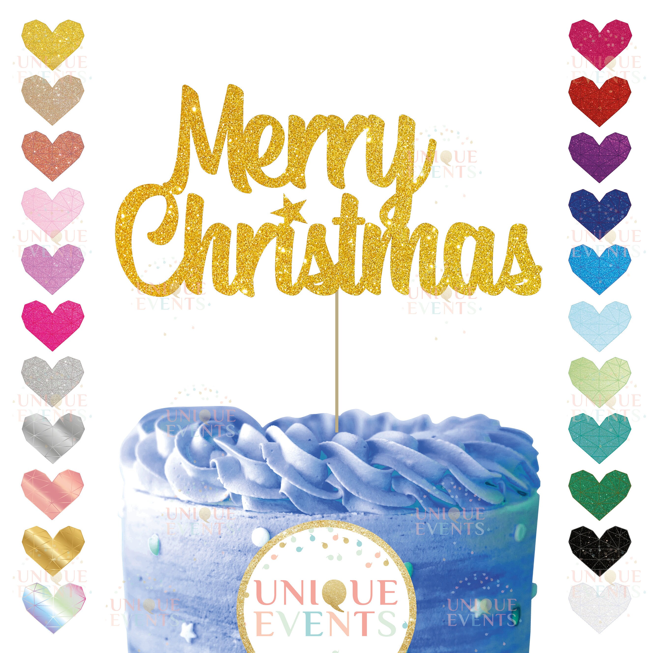 Merry Christmas Cake Topper Christmas Cake Xmas Glitter - Etsy UK