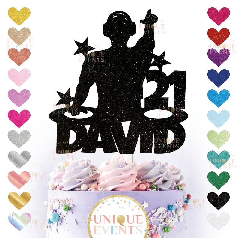 Custom DJ Cake Topper Glitter Topper Clef Music Disc Jockey - Etsy