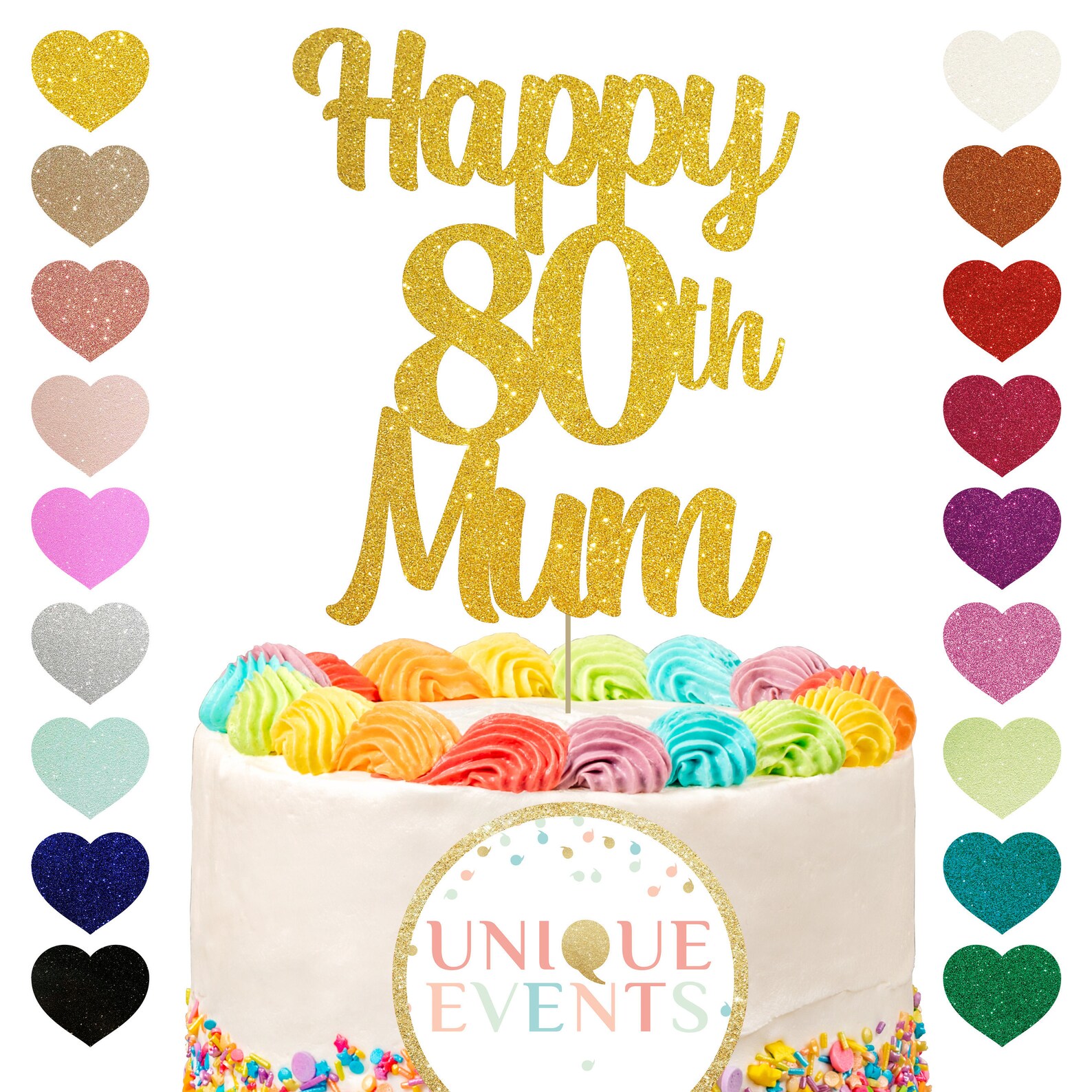 Happy 80th Mum Cake Topper 80th Birthday Cake Topper Eighty | Etsy