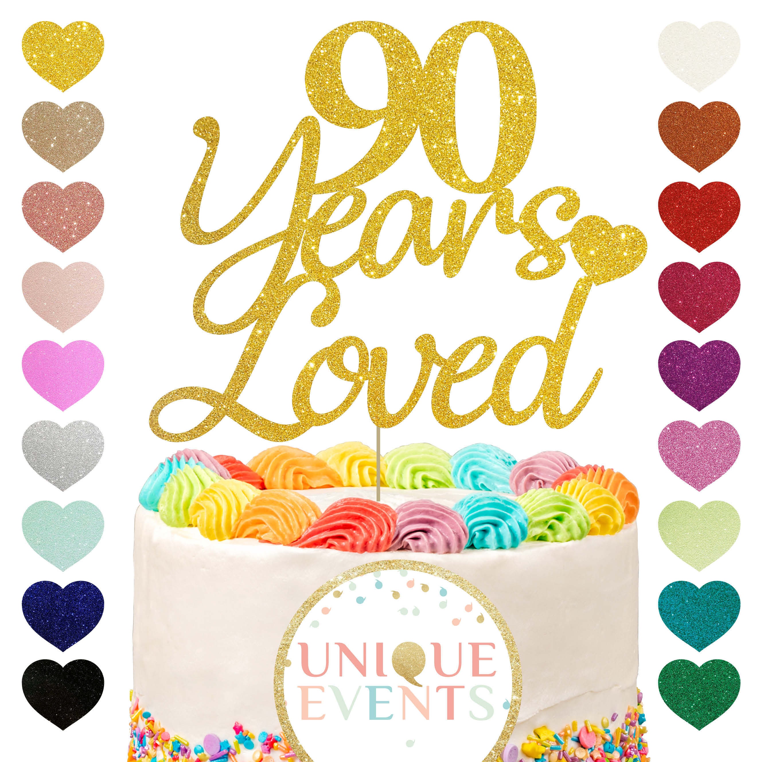 90 Years Loved Cake Topper 90th Birthday Cake Topper 90th | Etsy UK