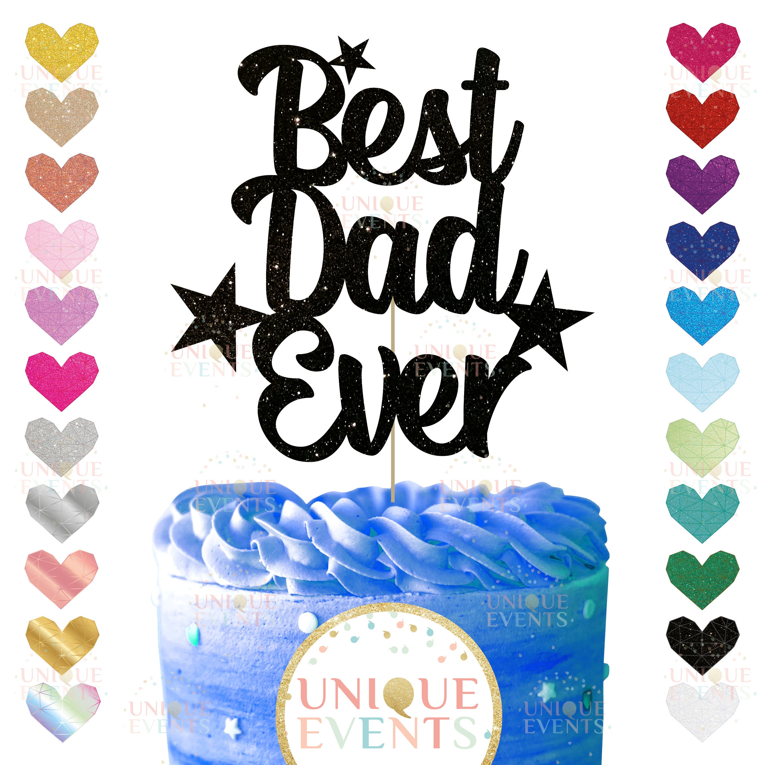 BEST DAD EVER Cake Topper Gold Glitter Cake Topper Fathers Day - Etsy