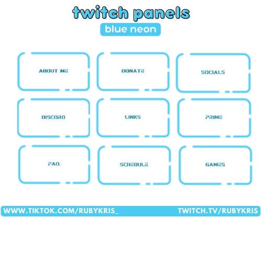 28x Simple Blue Neon Twitch Panels - Aesthetic, Sleek, Retro - Etsy