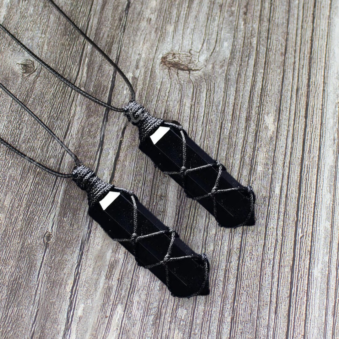 Black Obsidian Pendant Necklace-natural Obsidian Crystal - Etsy