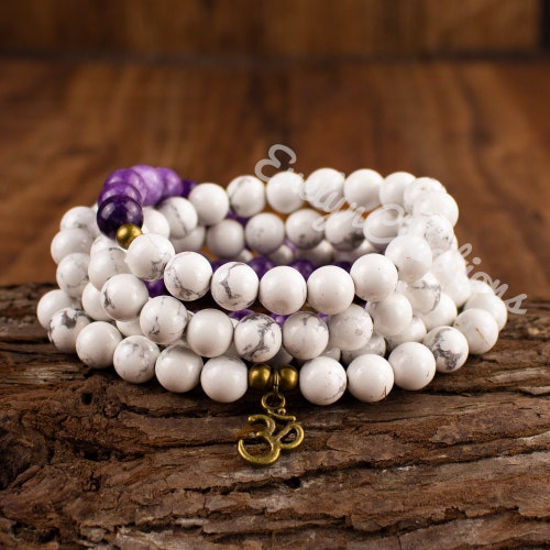Howlite Mala Necklace 108 Mala Beads White Mala Necklace - Etsy