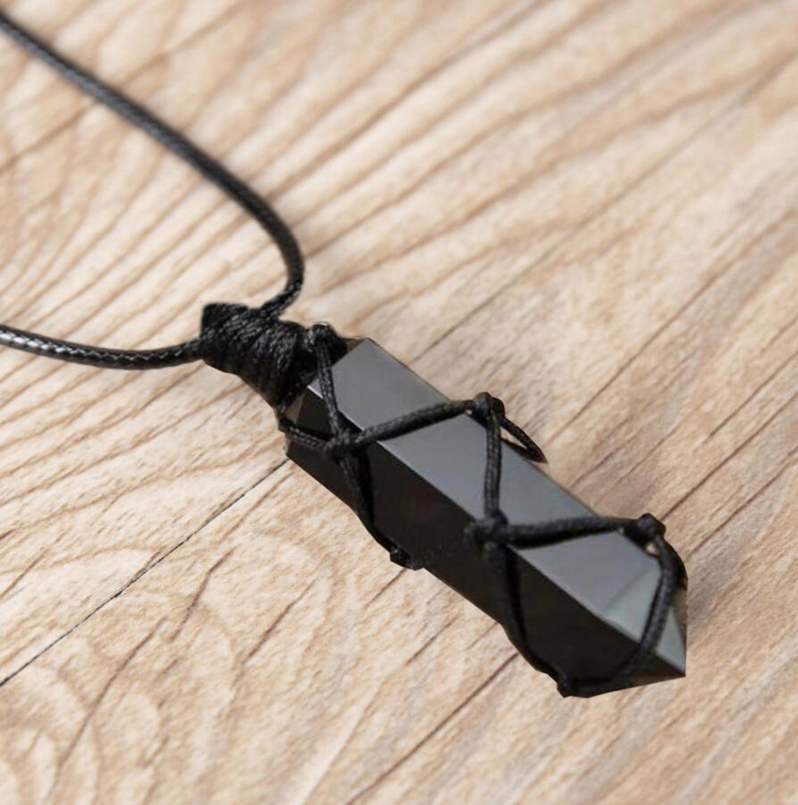 Black Obsidian Pendant Necklace-natural Obsidian Crystal - Etsy