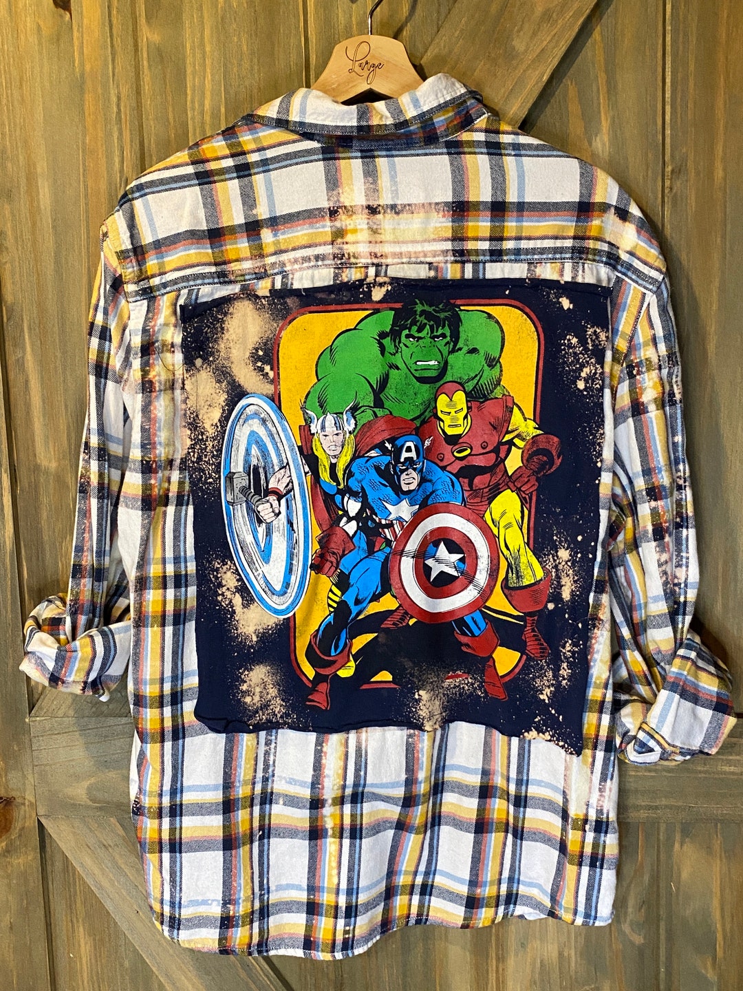 Upcycled Distressed Flannel Paired With Upcycled Licensed Marvel ...