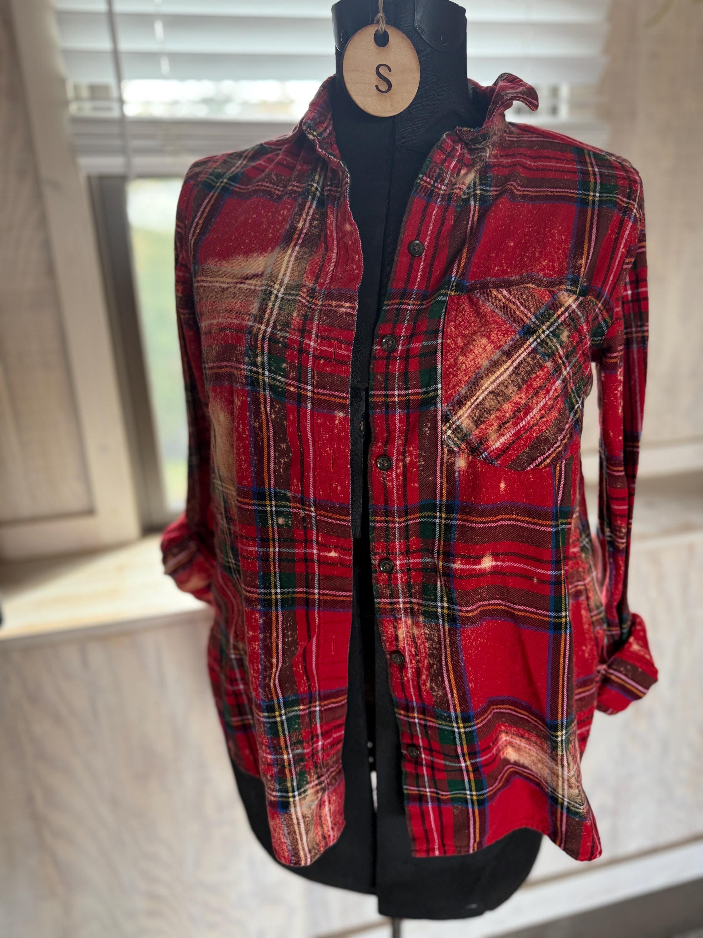 Upcycled and Distressed Flannel Paired With Vintage Inspired Snowman ...