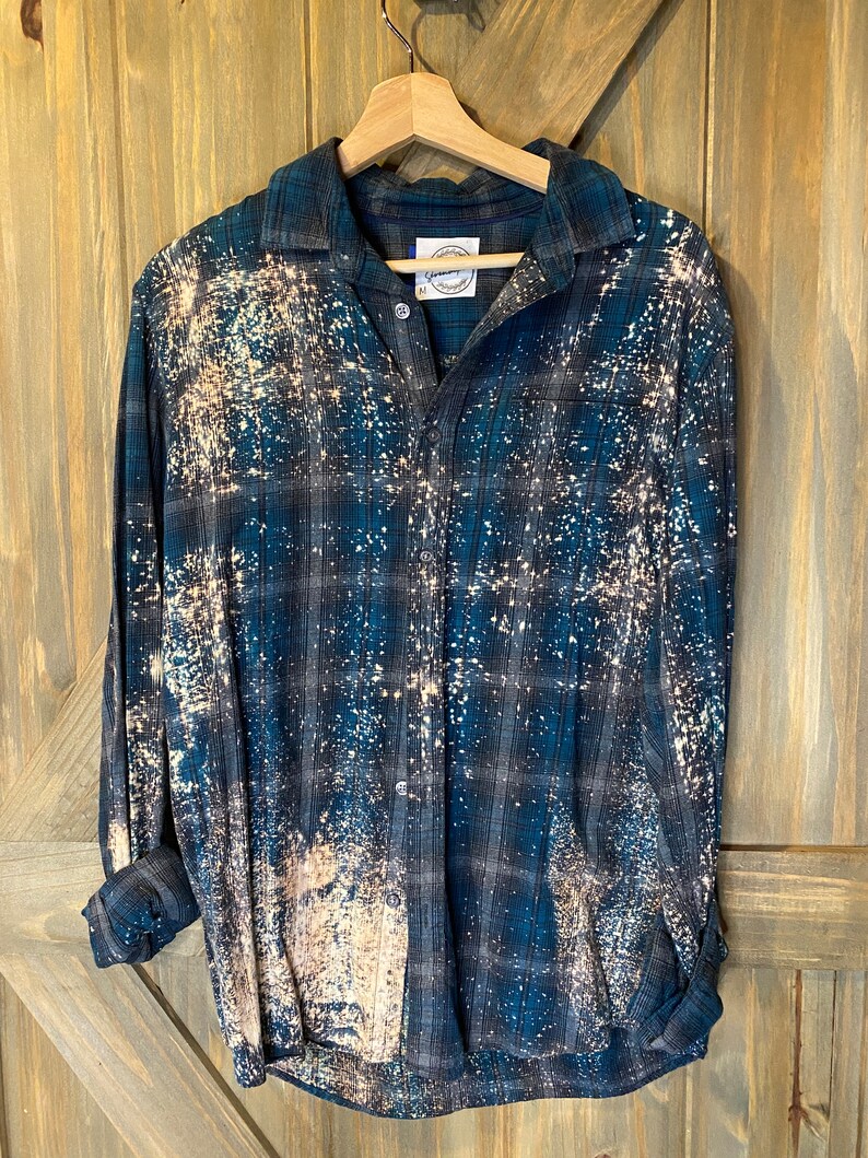 Upcycled, Distressed Flannel Paired With Pink Floyd Graphic Tee Size M ...