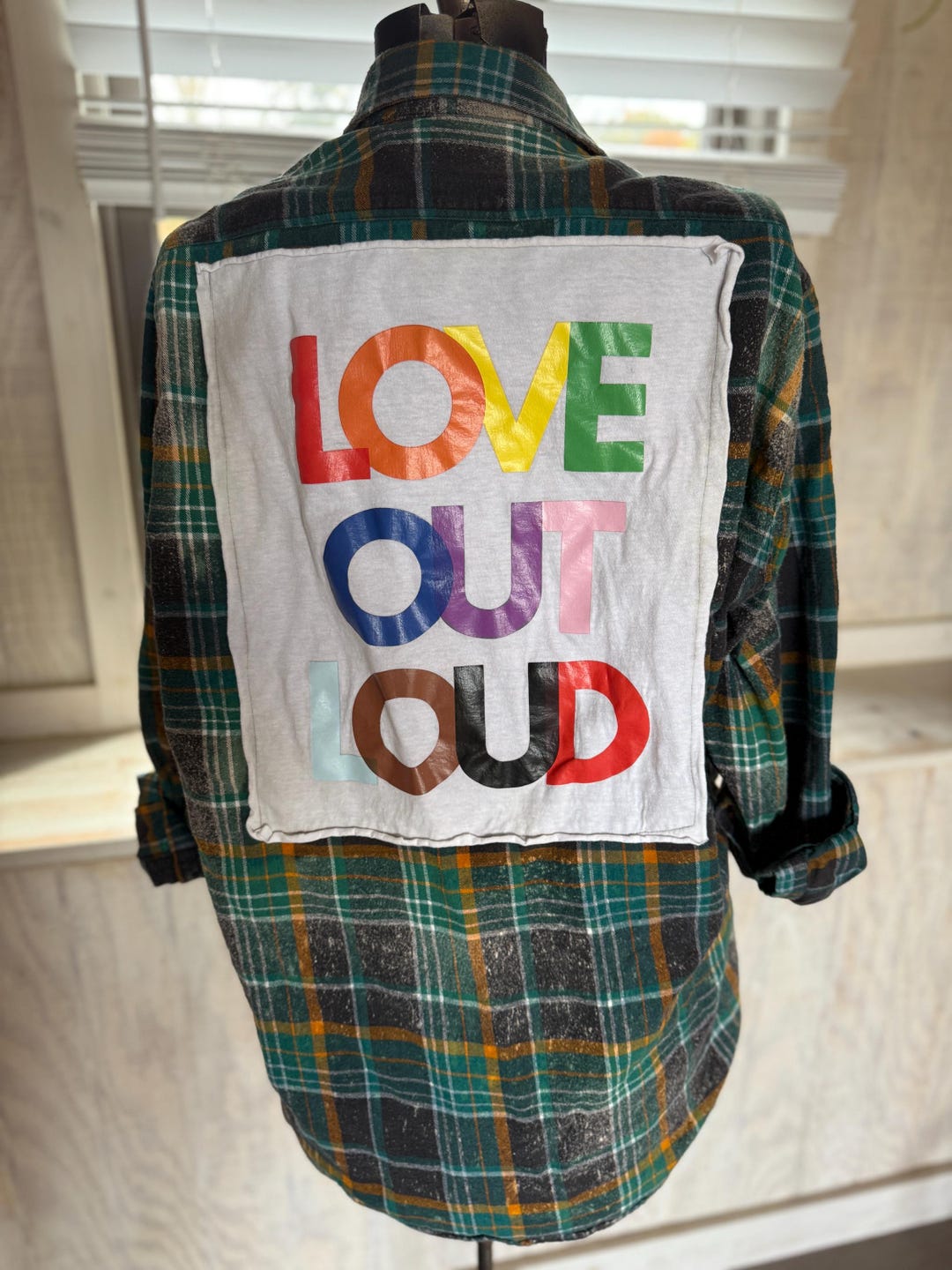 Upcycled, Distressed Flannel With Graphic Pride Tee, Size L - Etsy