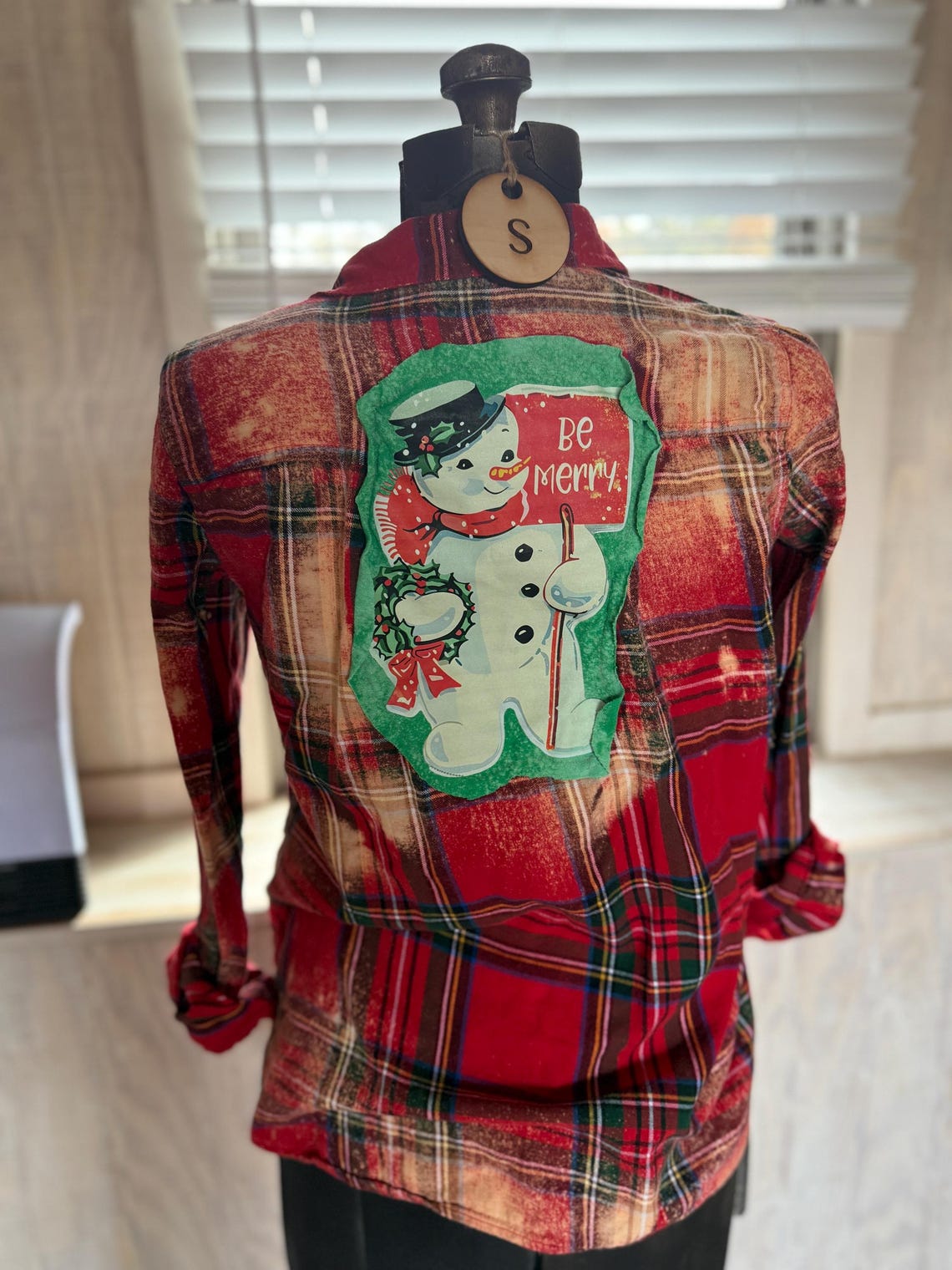 Upcycled and Distressed Flannel Paired With Vintage Inspired Snowman ...