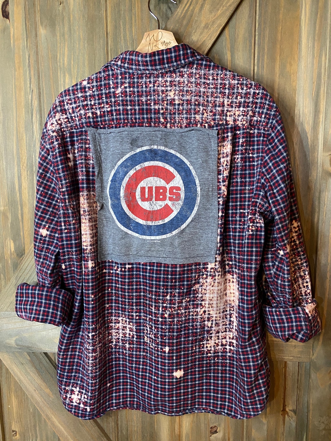 Upcycled and Distressed Flannel Paired With Licensed Chicago Cubs ...