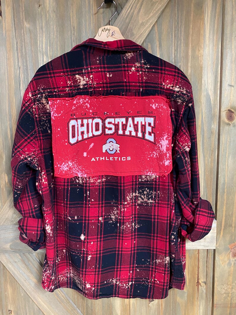 Upcycled and Distressed Flannel Paired With Licensed Upcycled Ohio ...