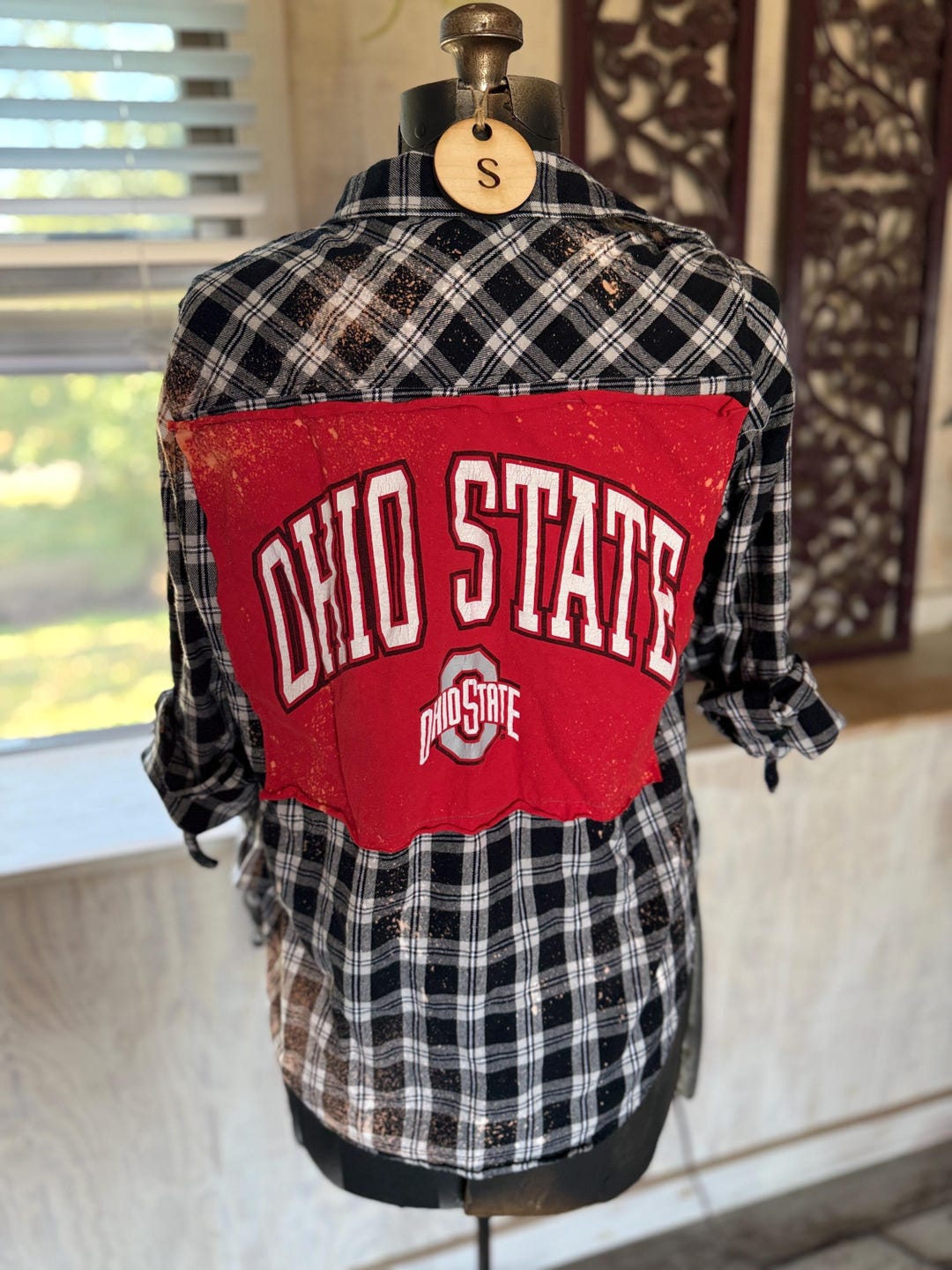 Upcycled Distressed Flannel Shirt, Ohio State Graphic, Size S - Etsy