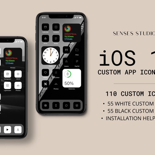 Ios Black App Icons 230 Dark Minimal Ios 14 Modern Icon | Etsy