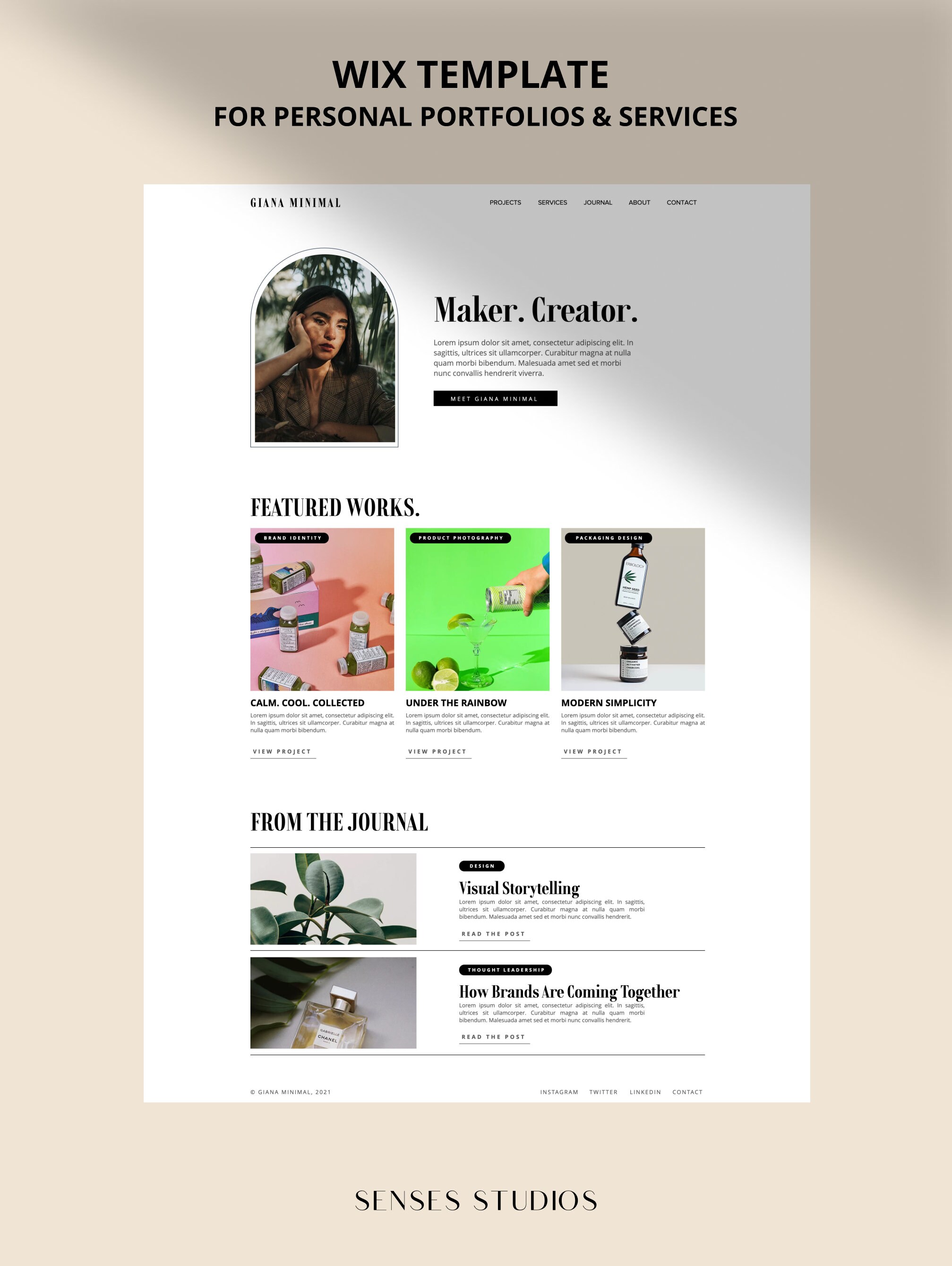 Giana Minimal Website Portfolio Template, Service Website Template, Wix ...