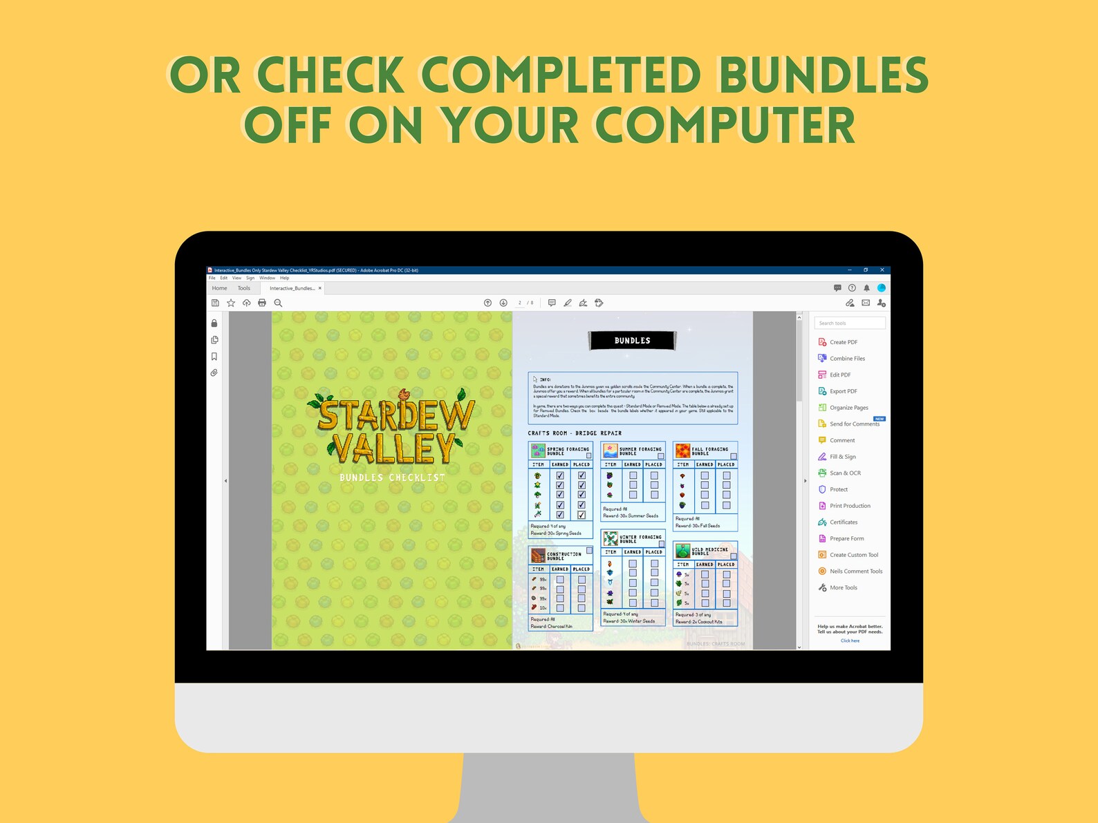 Stardew Valley Community Bundle Checklist Including Remixed - Etsy