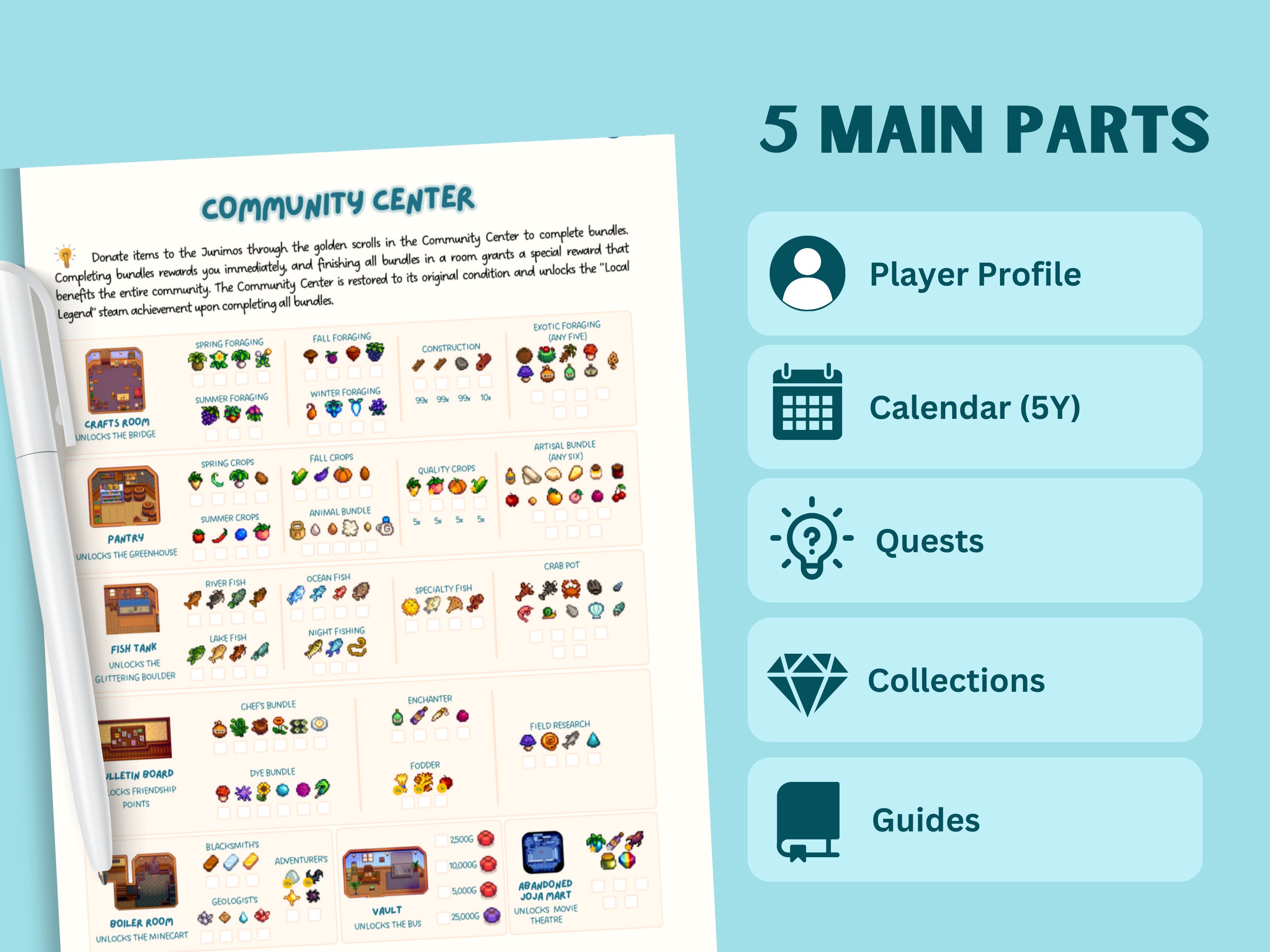 1.6v Stardew Valley Guide, Planner, and Checklist | PRINTABLE - Letter ...