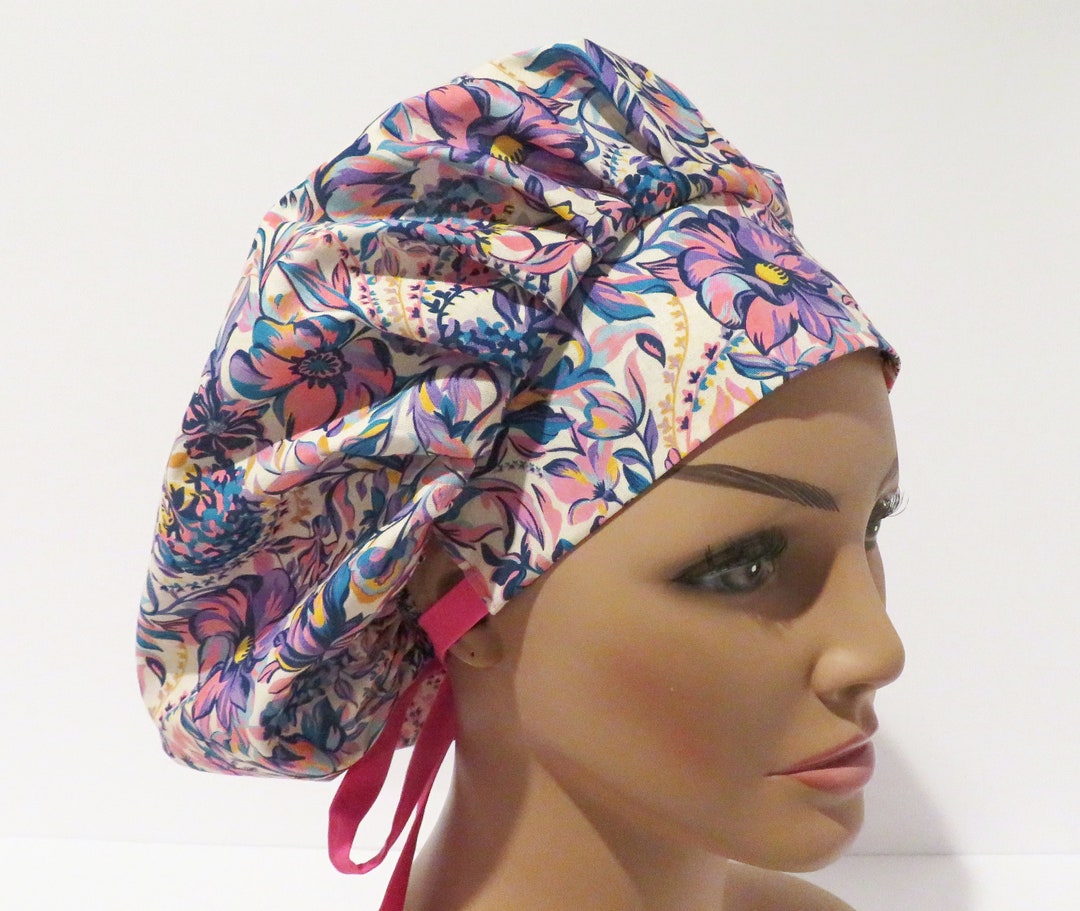 FLORAL Fabric Bouffant Hats, Beautiful Hats, Purple Flower Hats - Etsy