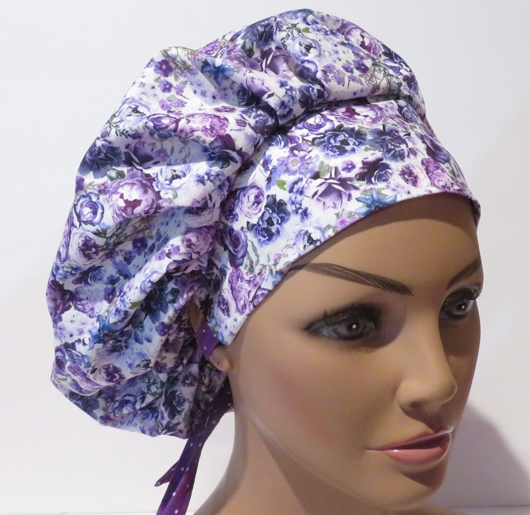 ROSES Flowers Bouffant Hats, Purple Roses Bouffant Hats, Beautiful ...