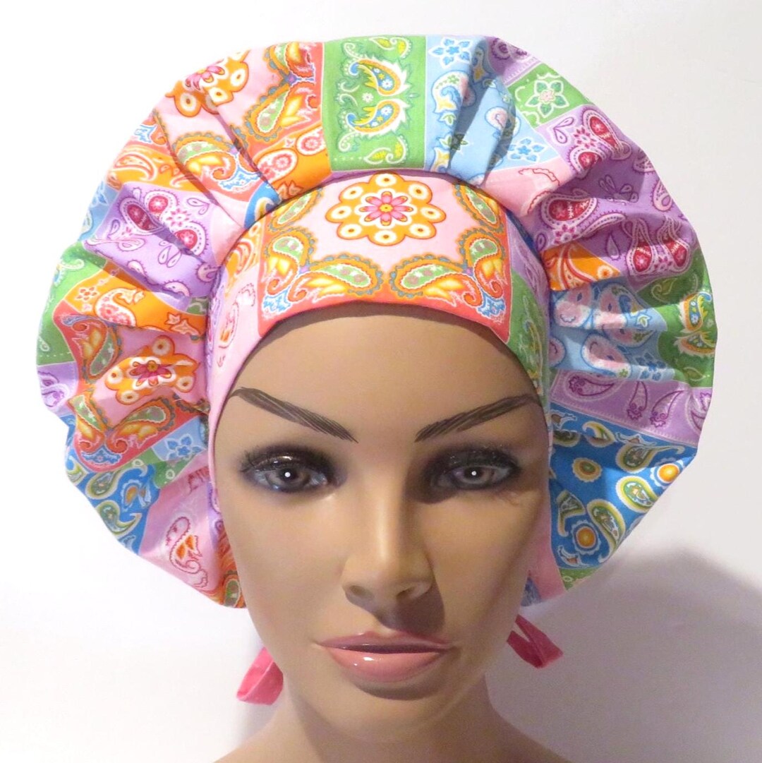 Paisley Design Bouffant Hats, Beautiful Hats, Pink Purple Orange ...