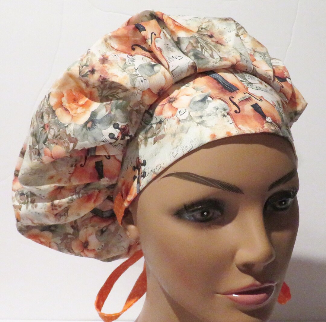 VIOLIN Fabric Hats, Musical Notes Design Hats, Bouffant Hats, One of ...