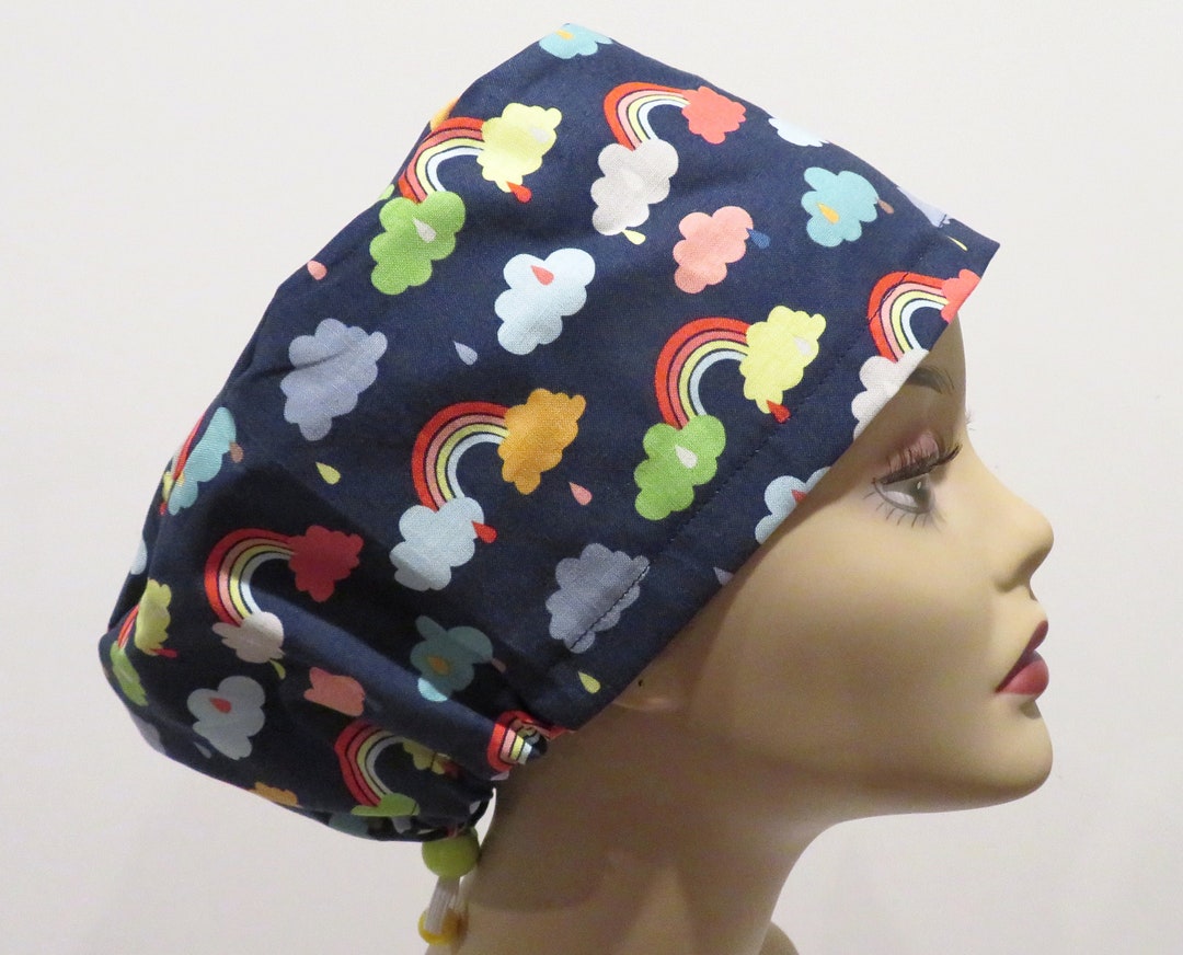 Rainbow Clouds Rain Surgical Hat, Beautiful Colorful Hats, Euro Style ...