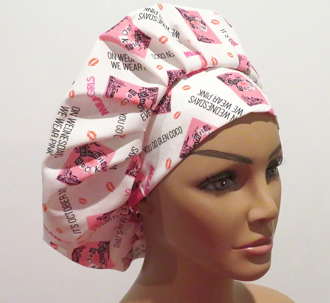 GIRLS Bouffant Hats, Lips Design Hats, Burn Books Design Scrub Cap ...