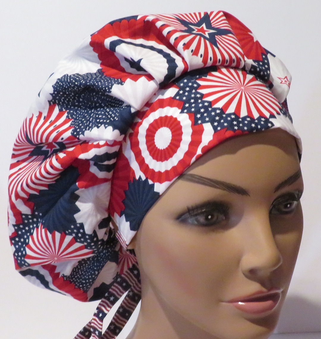 PATRIOTIC Windmill Design Beautiful Bouffant Hats, One of a Kind Hats ...