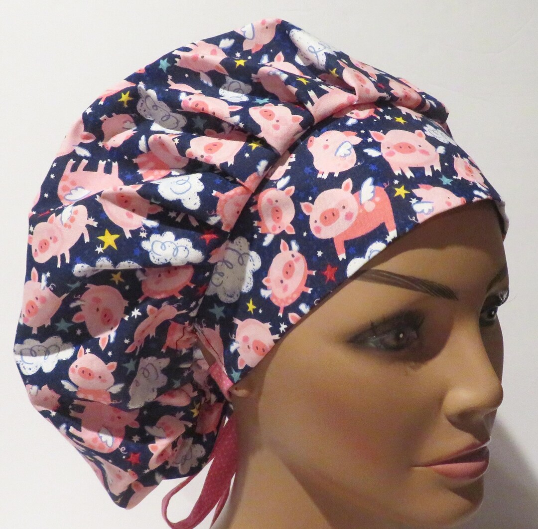 PIG Fabric Hats, Bouffant Hats, Flying Pigs Design Hats, Cute Hats ...