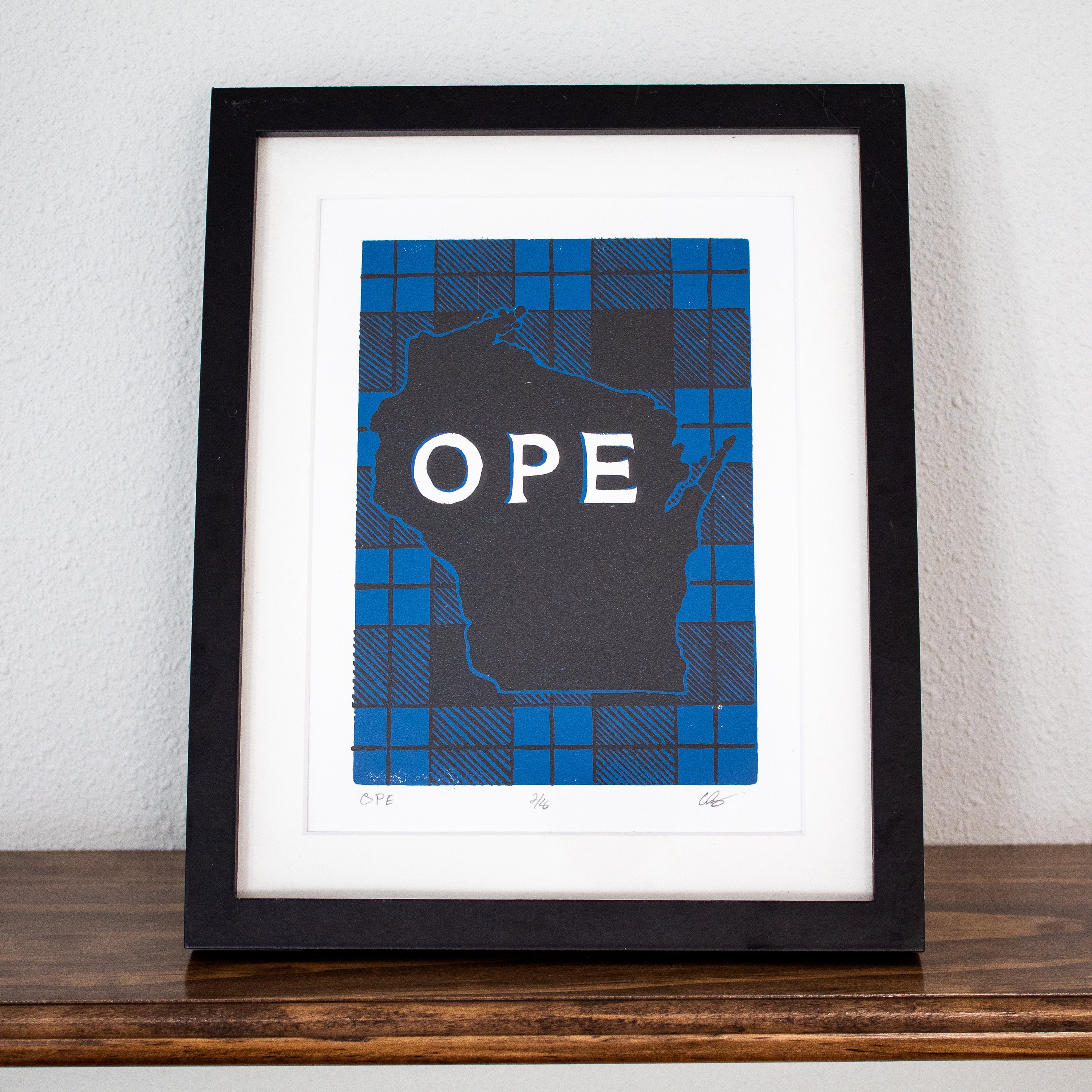 OPE WI Slang - Linocut Print (red, Blue, Green) - Etsy