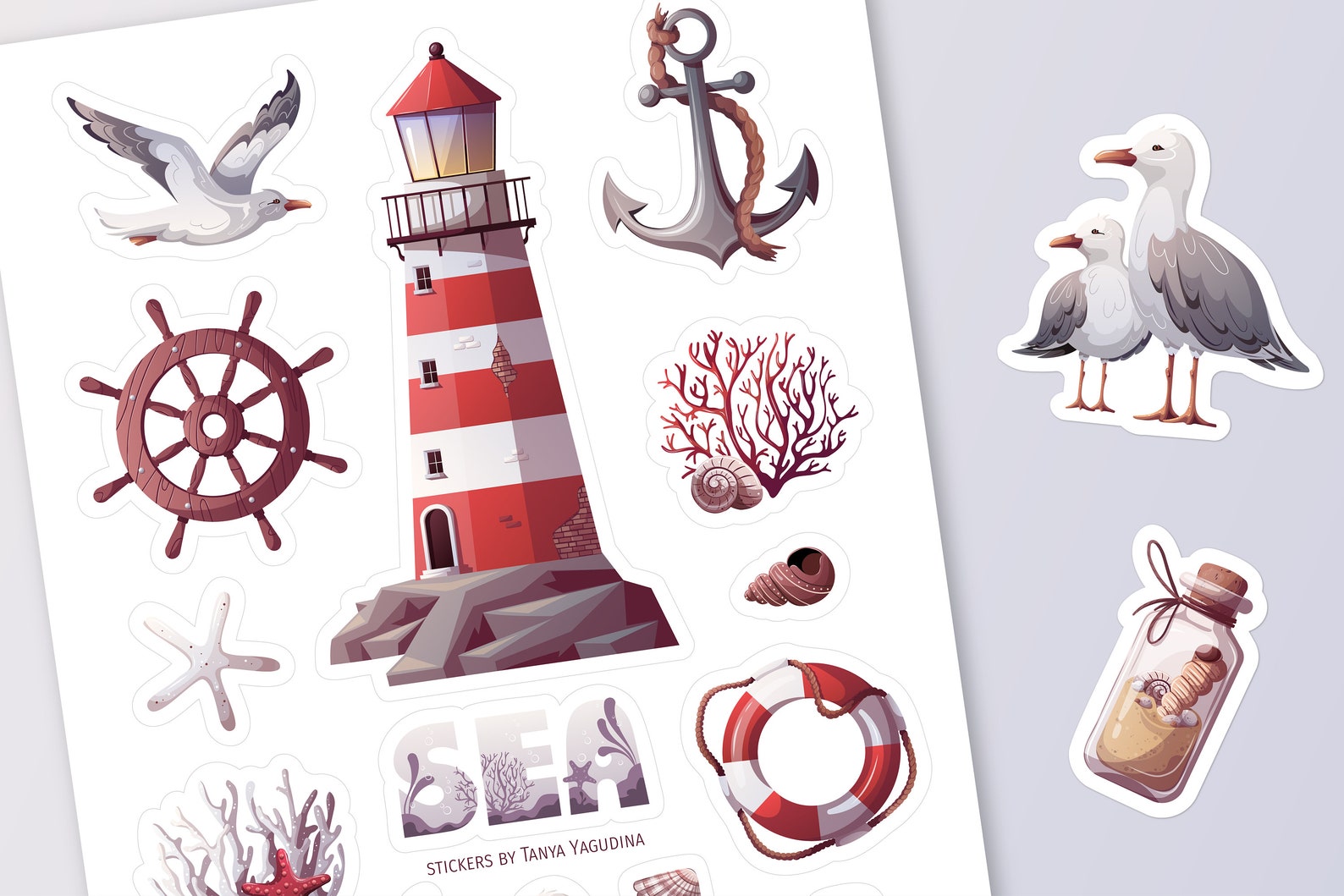 Nautical Stickers Seashore Sticker Pack Printable - Etsy