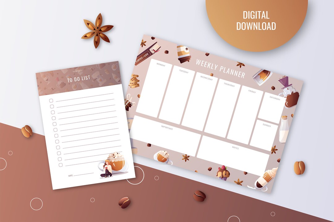 Coffee Planner Set With Weekly Planner, to Do List. Print at Home ...
