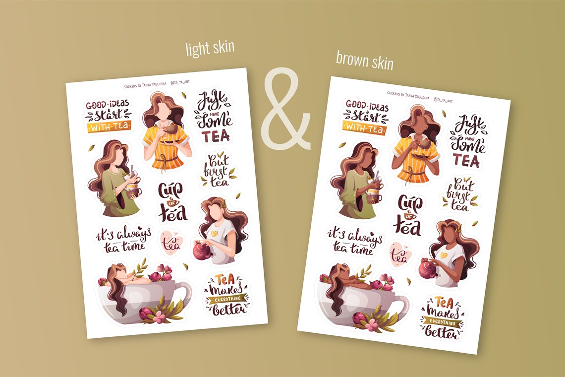 Tea Lover Sticker Sheet Bullet Journal Digital Planner. - Etsy