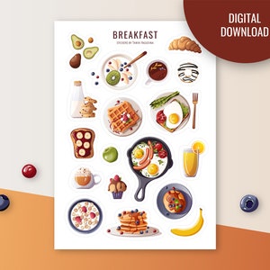 Breakfast Sticker Sheet for Bullet Journal Digital Planner. - Etsy