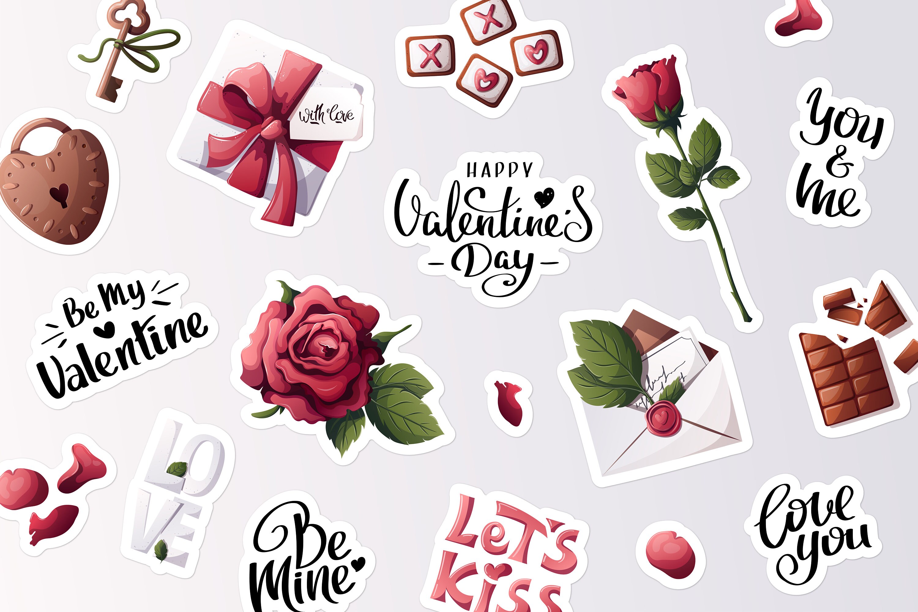 Valentine's Day Sticker Sheet Bullet Journal Digital - Etsy