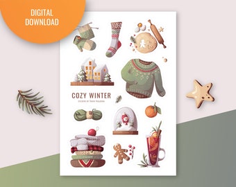 Cozy Home Sticker Sheet Bullet Journal Digital Planner. | Etsy