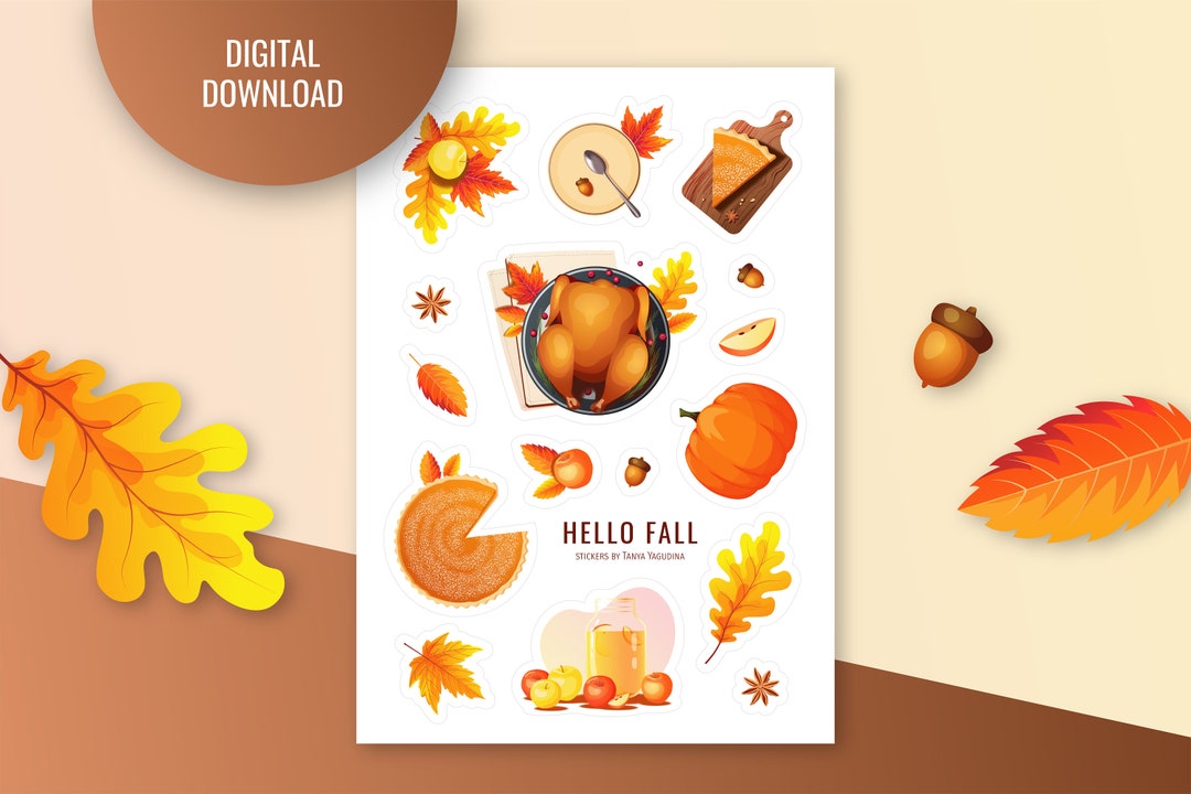 Thanksgiving Day Sticker Sheet for Bullet Journal, Digital Planner ...