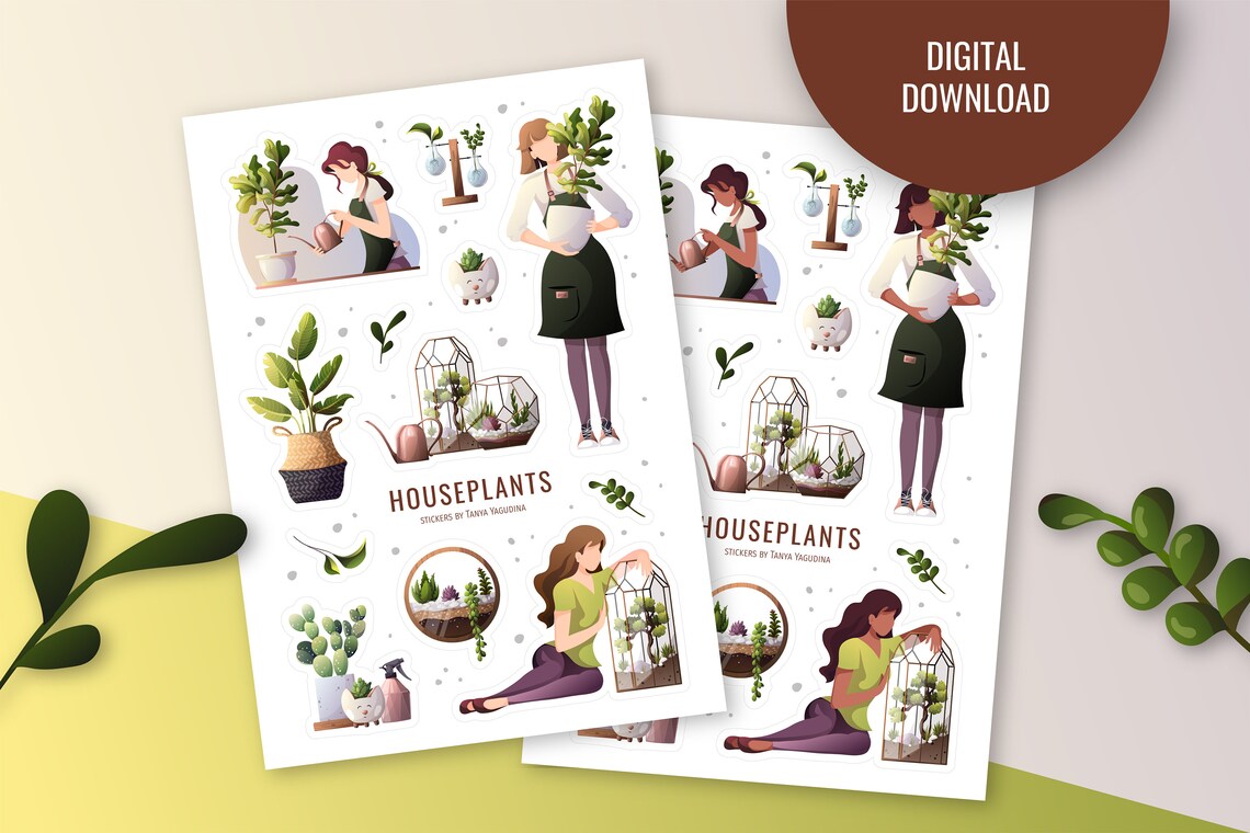 Plants Sticker Bundle. Printable Stickers for Bullet Journal - Etsy