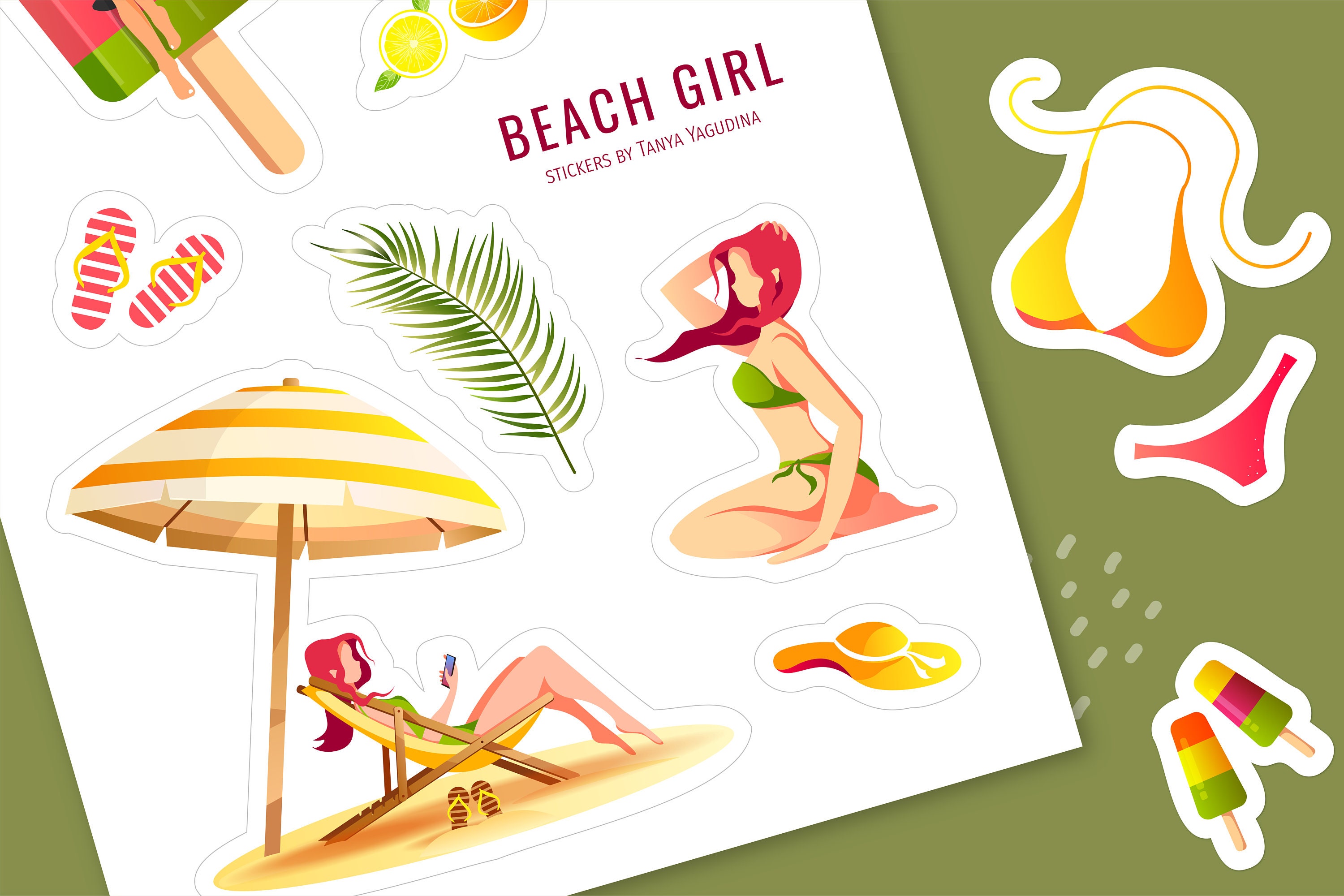 Beach Girl Stickers. Printable Stickers. Summer Stickers. | Etsy