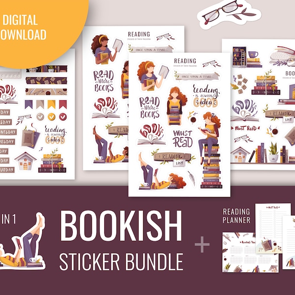 Printable Reading Journal Stickers - Etsy