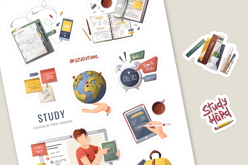 Study Sticker Sheet. Stickers Sor School. Studying. Printable Stickers ...